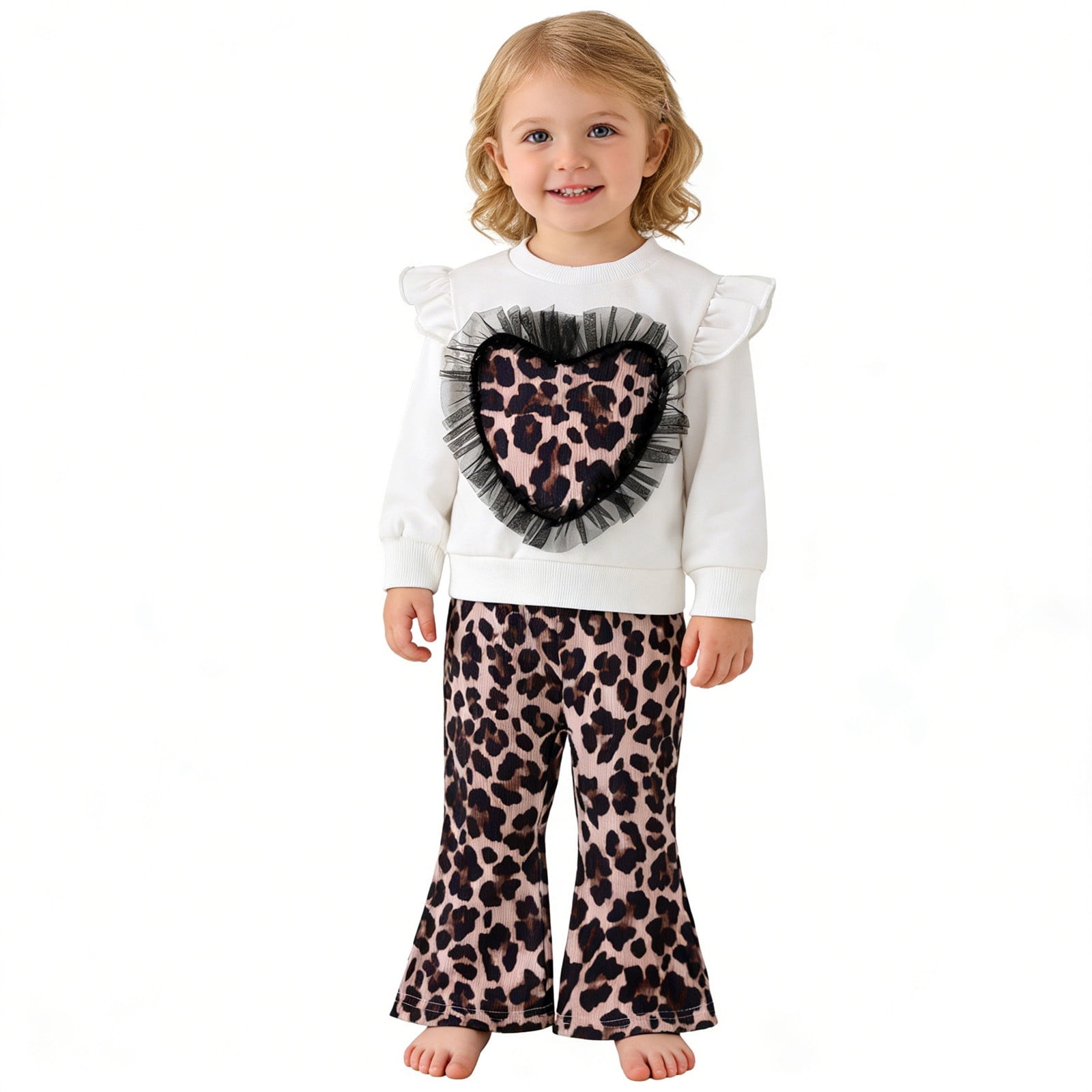 BOOMNY Toddler Baby Girls Sweatsuit Set Long Sleeve Love Heart ...