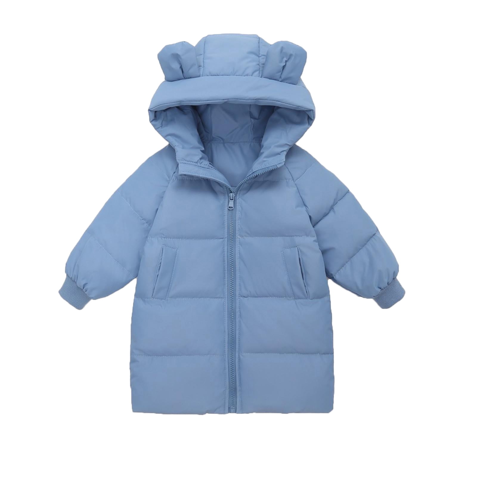 BOOMNY Toddler Baby Kids Little Girls Winter Solid Color Coats Bears Ears Outerwear Mediun ...