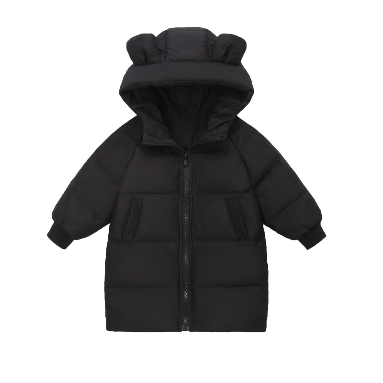 BOOMNY Toddler Baby Kids Little Girls Winter Solid Color Coats Bears Ears Outerwear Mediun ...