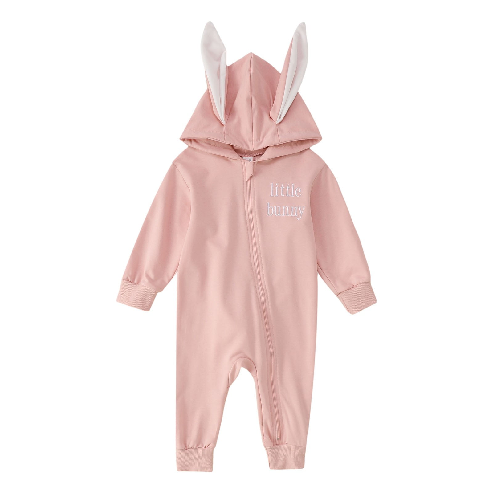 BOOMNY Toddler Baby Kids Rompers Long Sleeve Casual Solid Color Hooded ...