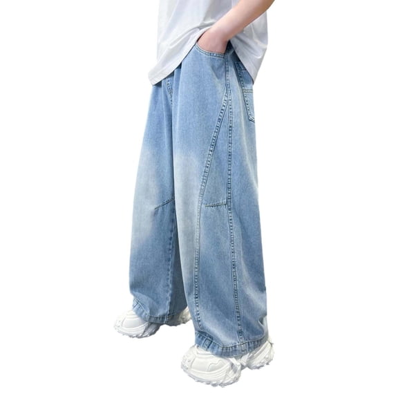 BOOMNY Toddler Boys Baggy Jeans Elastic Waist Casual Embroidery Wide ...