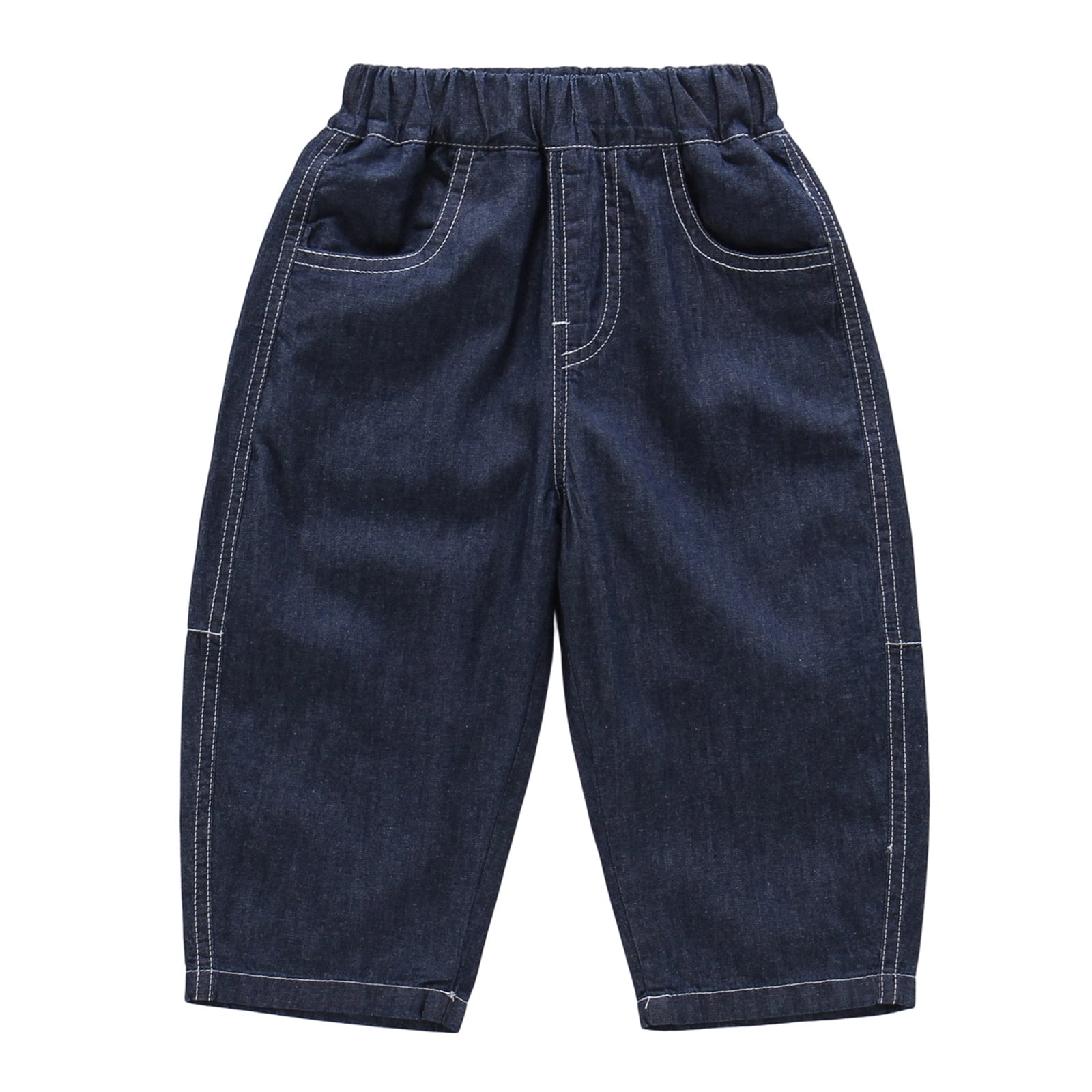 BOOMNY Toddler Boys Baggy Jeans Elastic Waist Solid Color Straight Leg ...