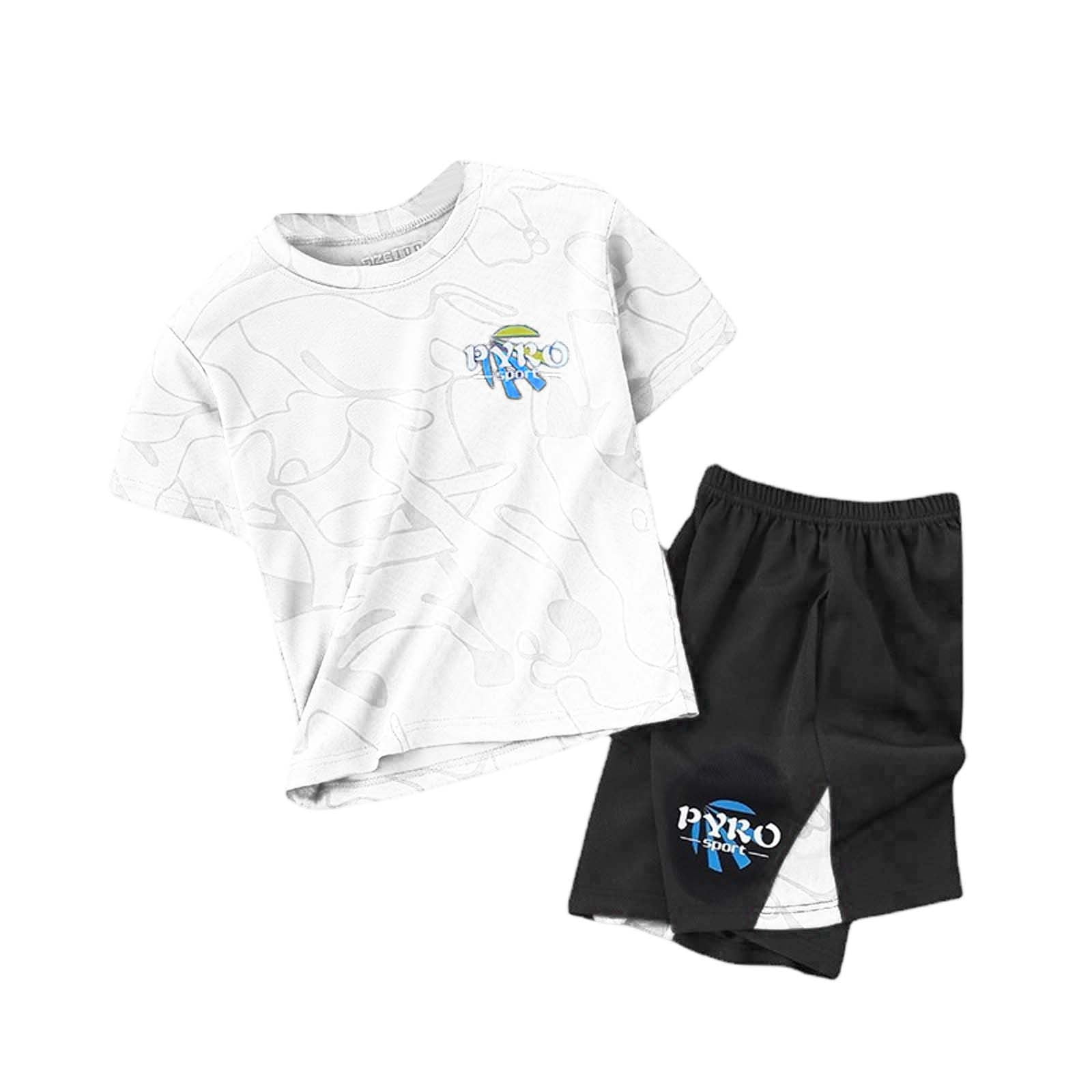BOOMNY Toddler Boys Basketball Outfits Graphic Short Sleeve Workout ...