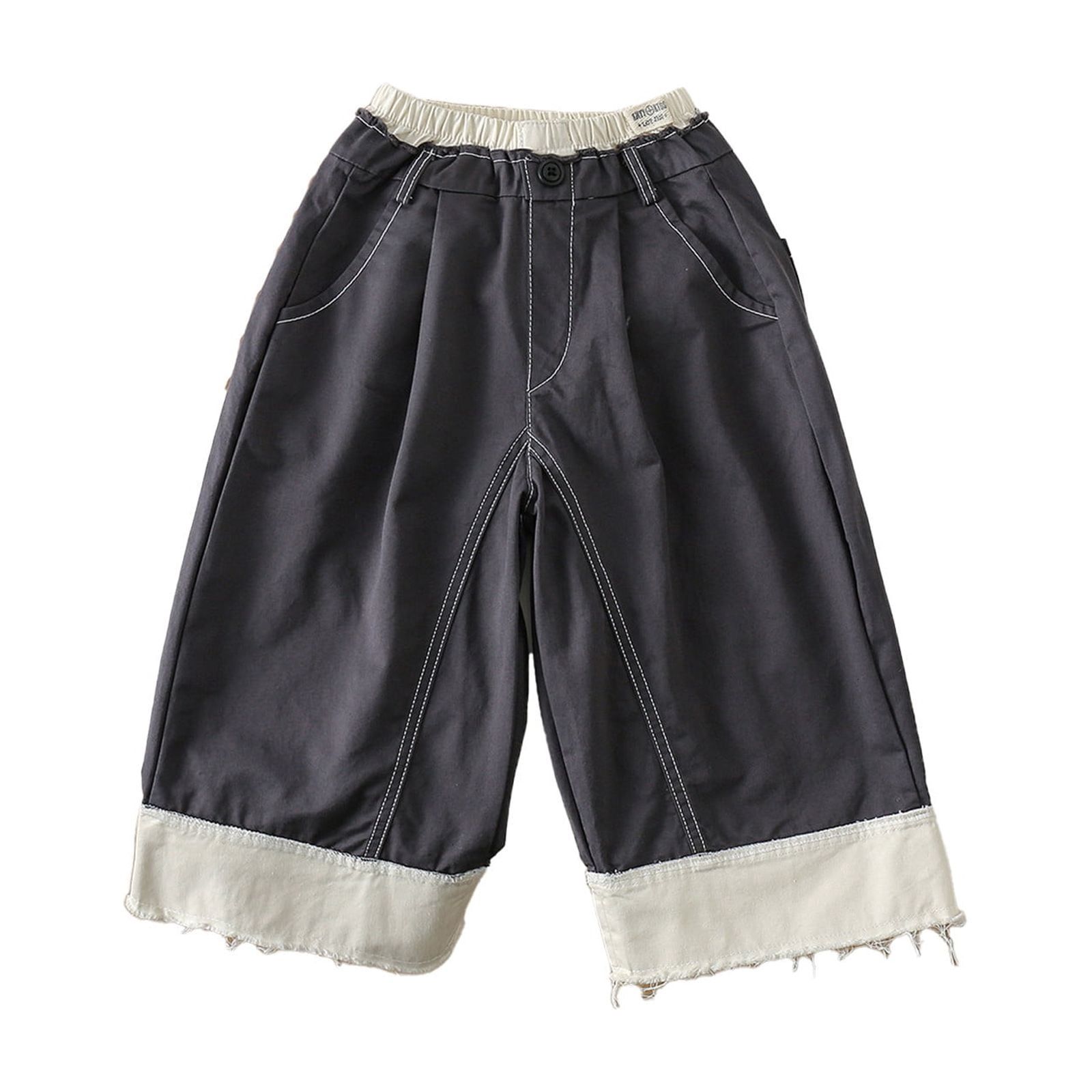 BOOMNY Toddler Boys Casual Pants Elastic Waist Patchwork Color Wide Leg ...