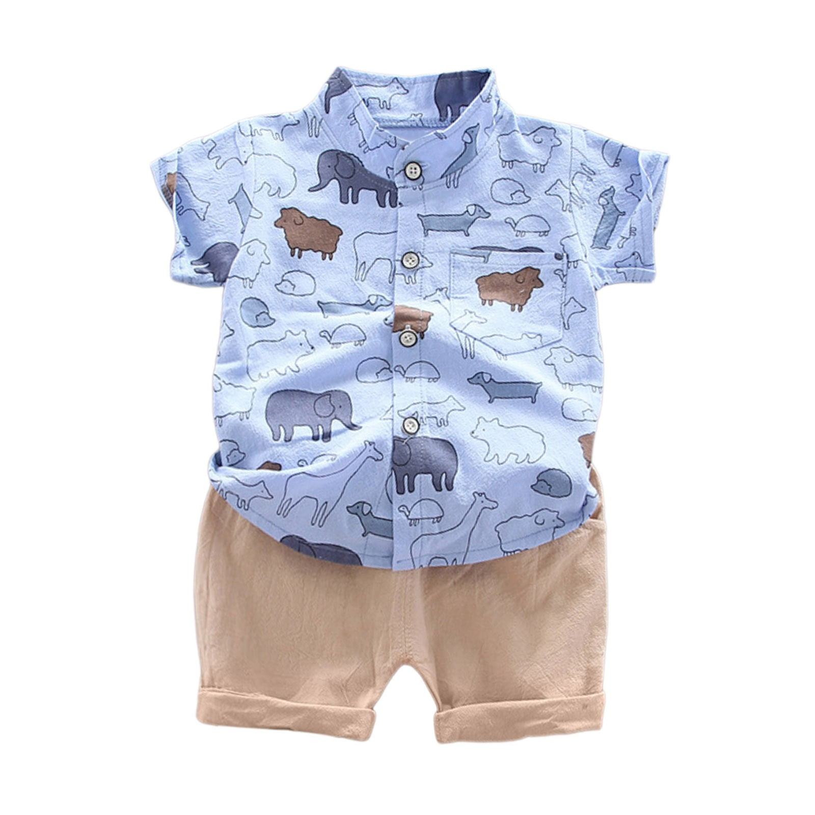 BOOMNY Toddler Boys Clothes Sets Cartoon Graphic Short Sleeve Buttons ...