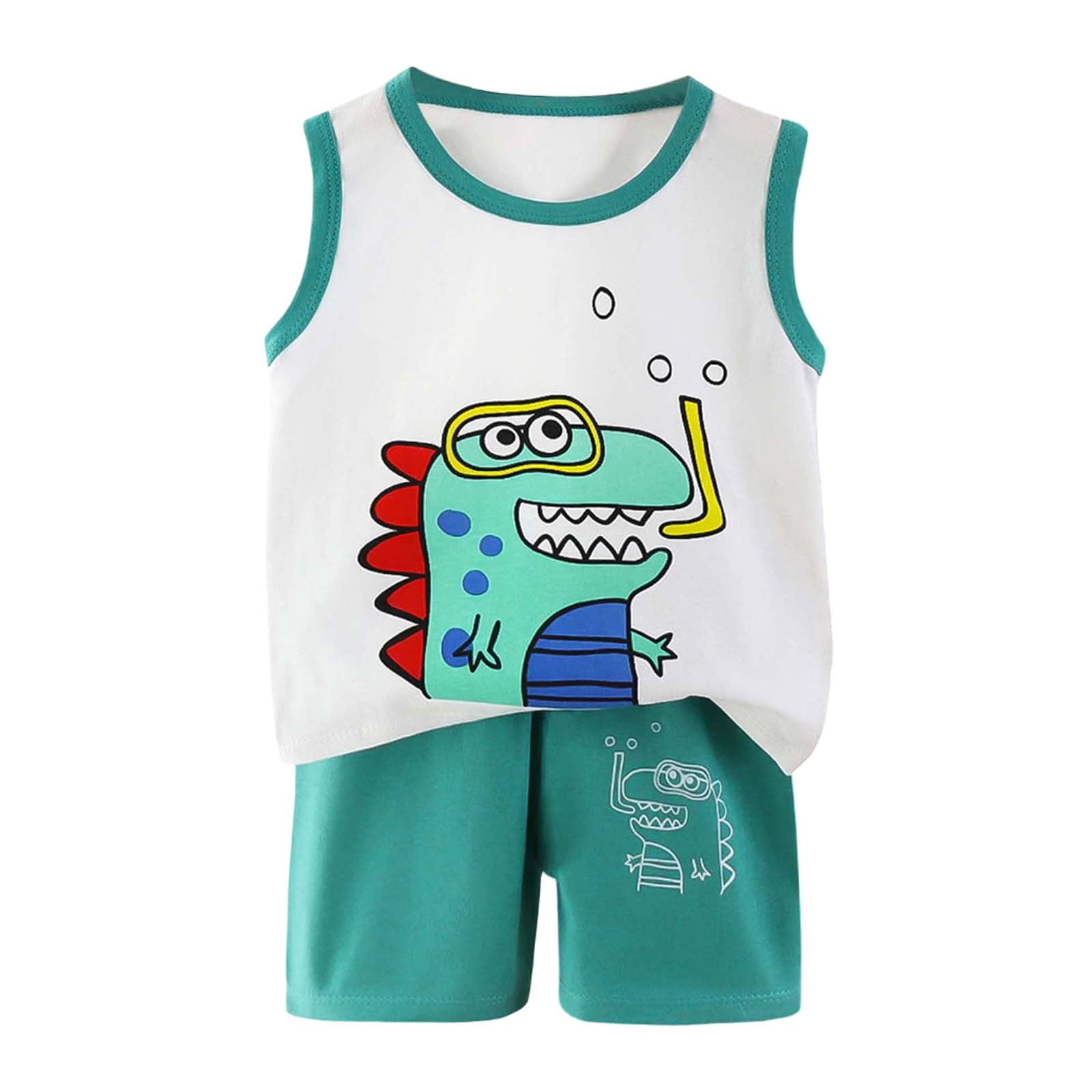 BOOMNY Toddler Boys Clothes Sets Cartoon Graphic Sleeveless Tank Tops ...