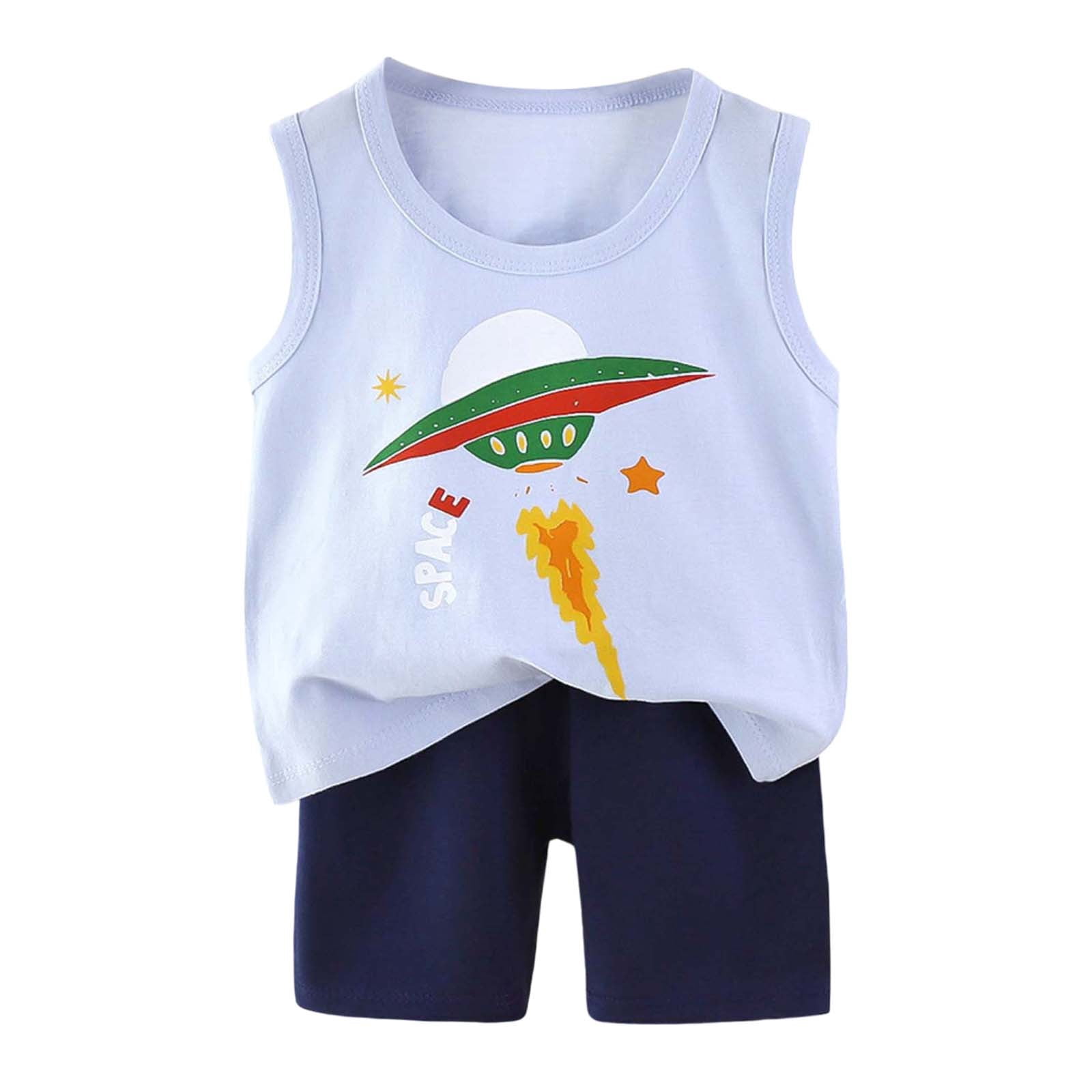 BOOMNY Toddler Boys Clothes Sets Cartoon Graphic Sleeveless Tank Tops ...