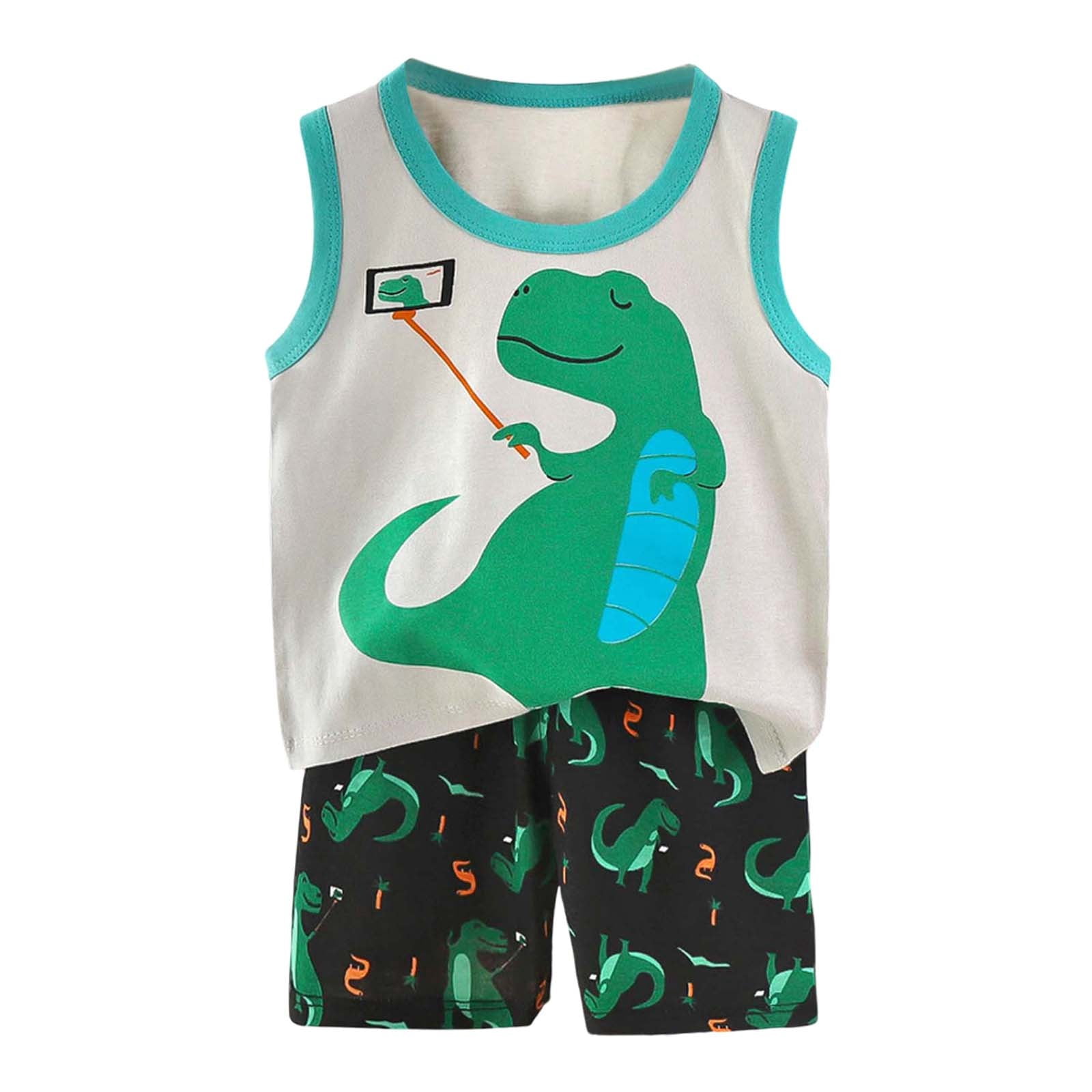 BOOMNY Toddler Boys Clothes Sets Cartoon Graphic Sleeveless Tank Tops ...