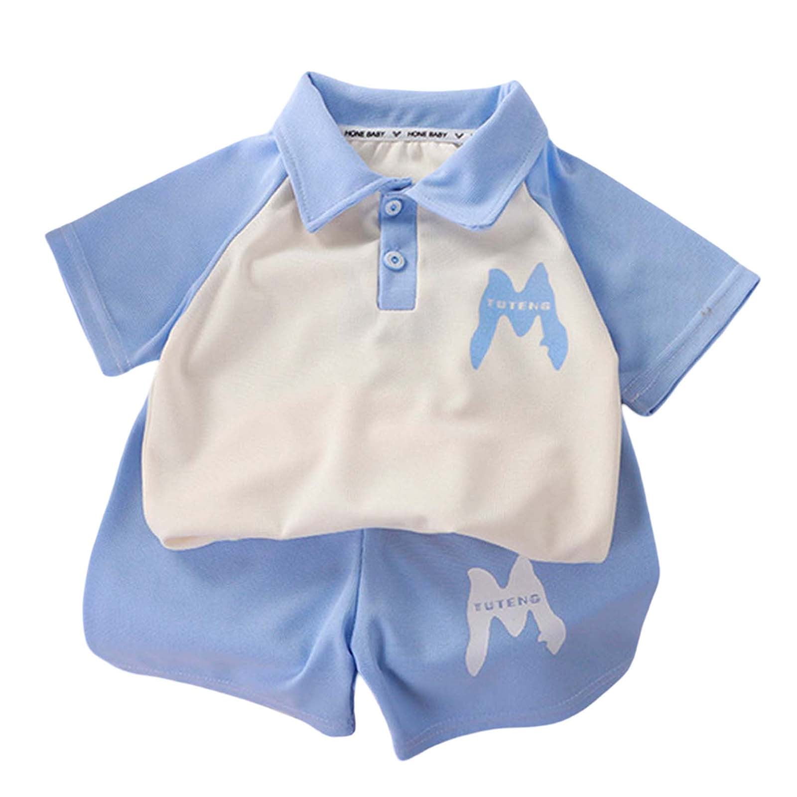 BOOMNY Toddler Boys Clothes Sets Graphic Short Sleeve Polo Shirts ...
