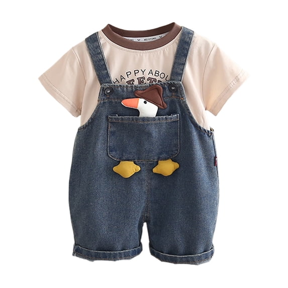 BOOMNY Toddler Boys Clothes Sets Graphic Short Sleeve Tshirts Denim ...