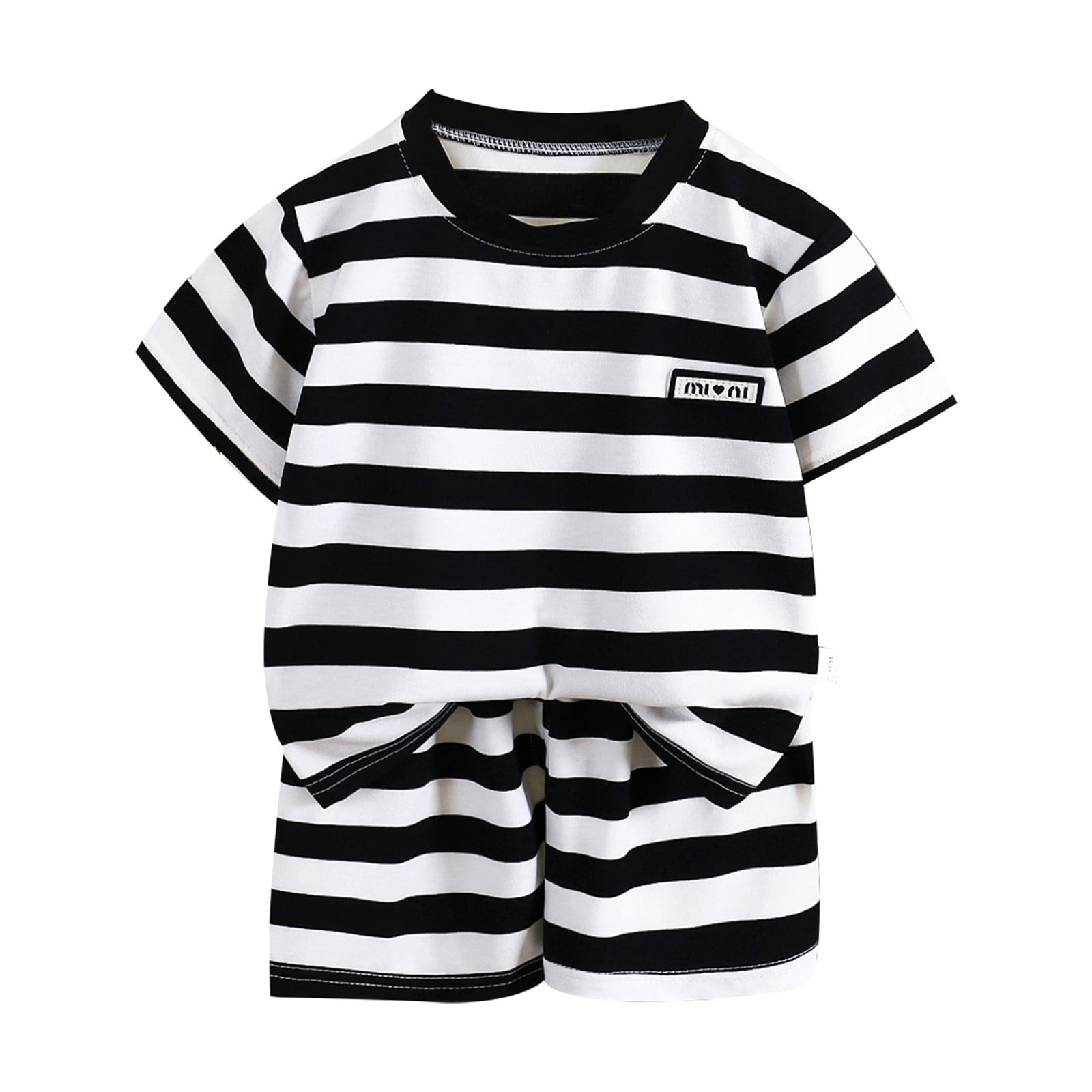 BOOMNY Toddler Boys Clothes Sets Striped Short Sleeve Tshirts Shorts 2 ...