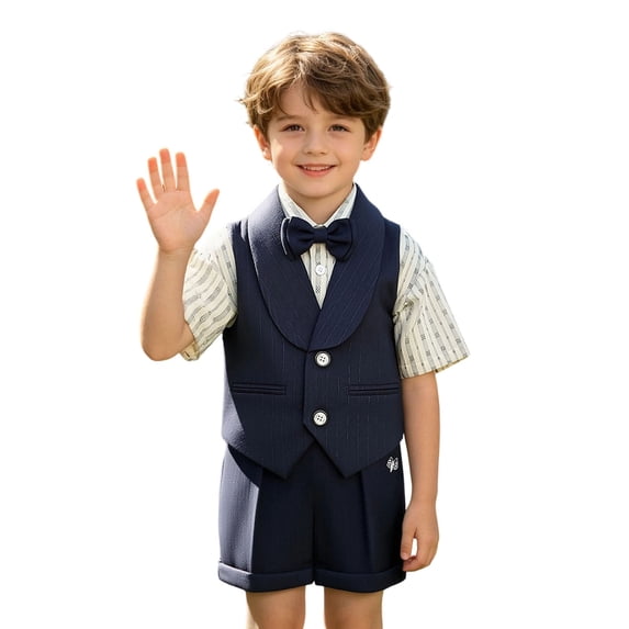 BOOMNY Toddler Boys Gentleman Outfit Sets Long Sleeve Solid Color ...