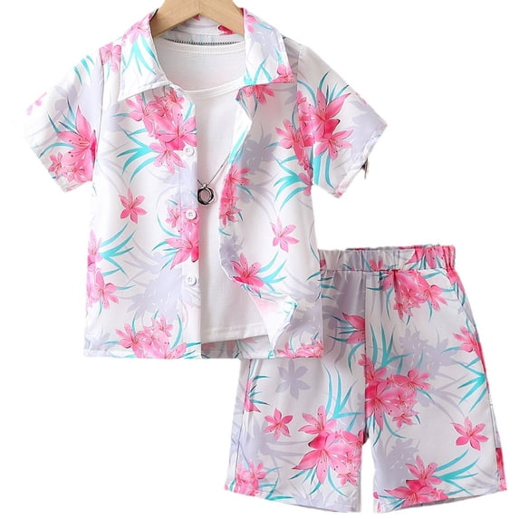 BOOMNY Toddler Boys Hawaii Outfits Tropical Graphic Short Sleeve ...