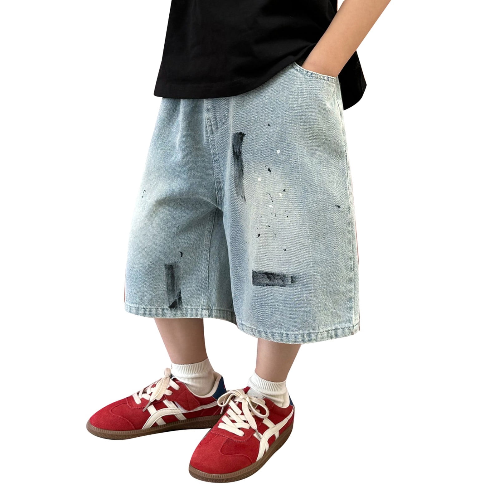 BOOMNY Toddler Boys Jeans Casual Embroidery Wide Leg Jeans Stretchy ...