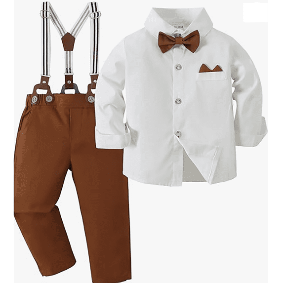 BOOMNY Toddler Boys Suit Sets Graphic Long Sleeve Buttons Shirts Suit ...