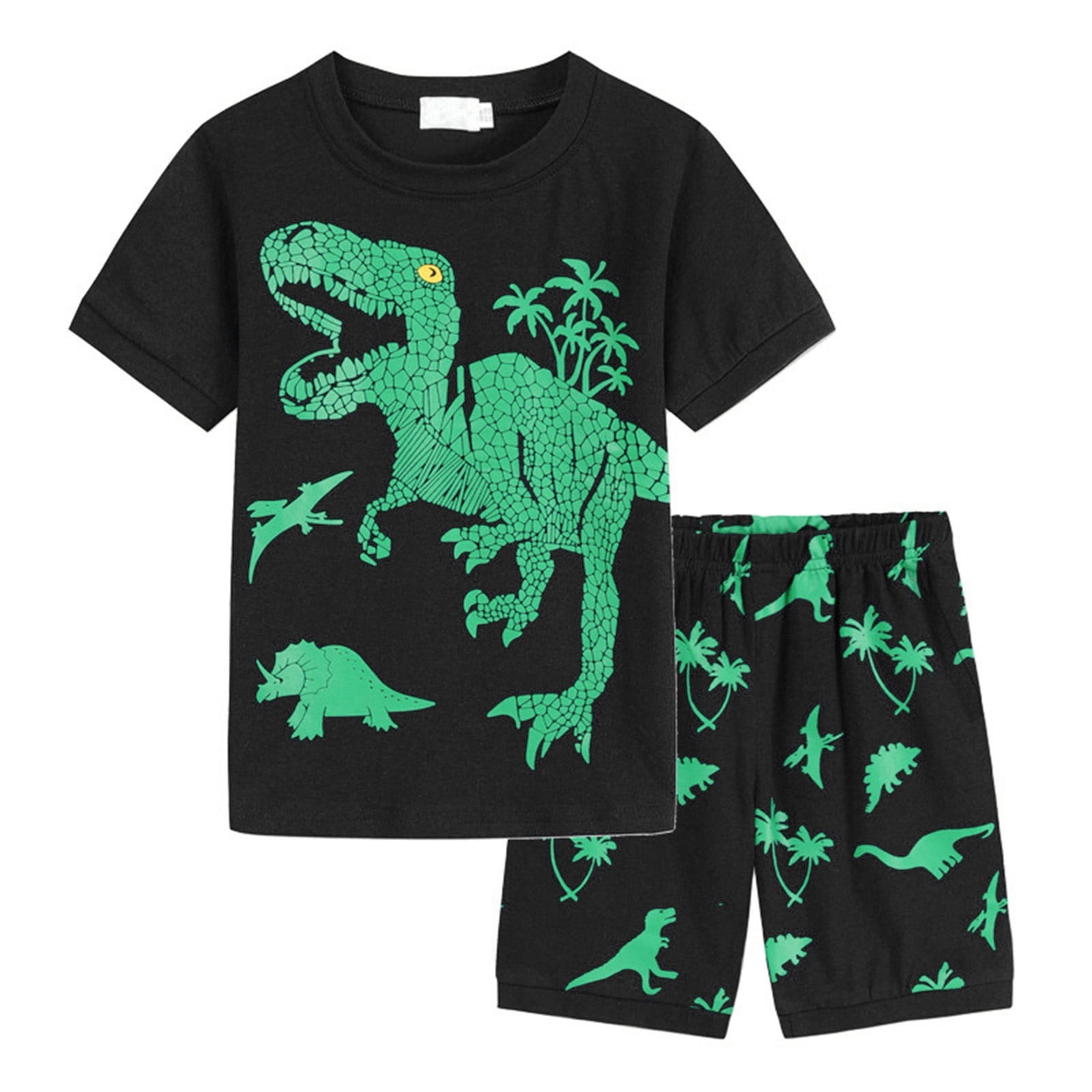 BOOMNY Toddler Boys Summmer Outfits Cartoon Dinosaur Graphic Short ...