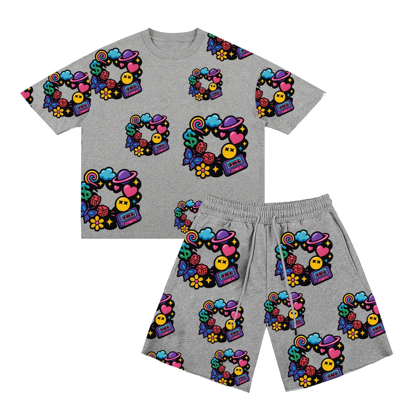 BOOMNY Toddler Boys Summmer Outfits Cartoon Graphic Short Sleeve ...