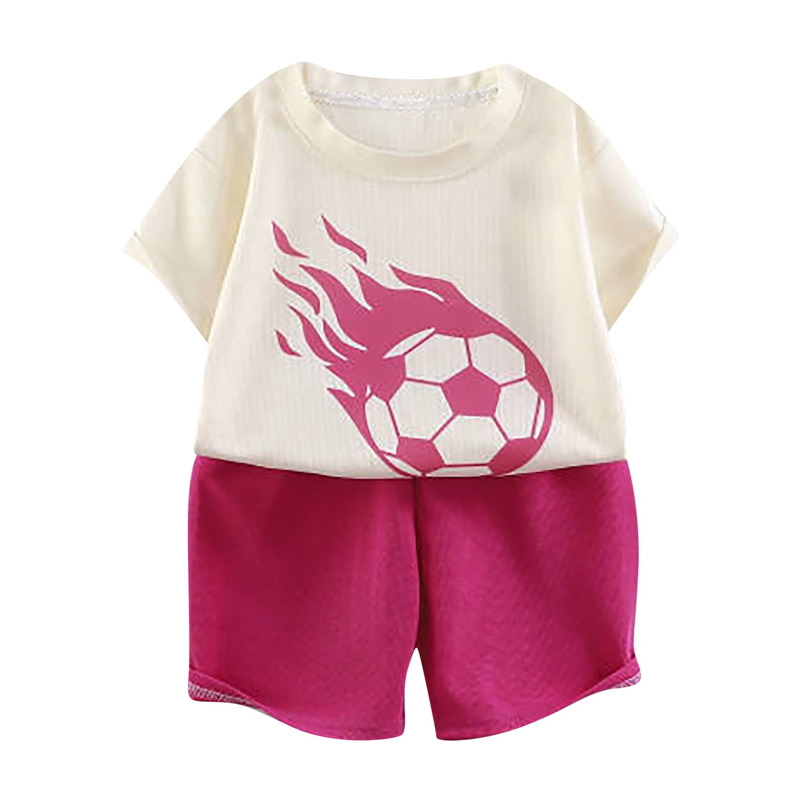 BOOMNY Toddler Boys Summmer Outfits Football Graphic Short Sleeve ...