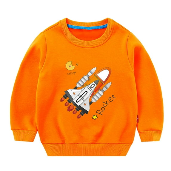 BOOMNY Toddler Boys Sweatshirts Cartoon Rocket Fleece Lined Sweatshirt For Boys Long Sleeve Warm ...
