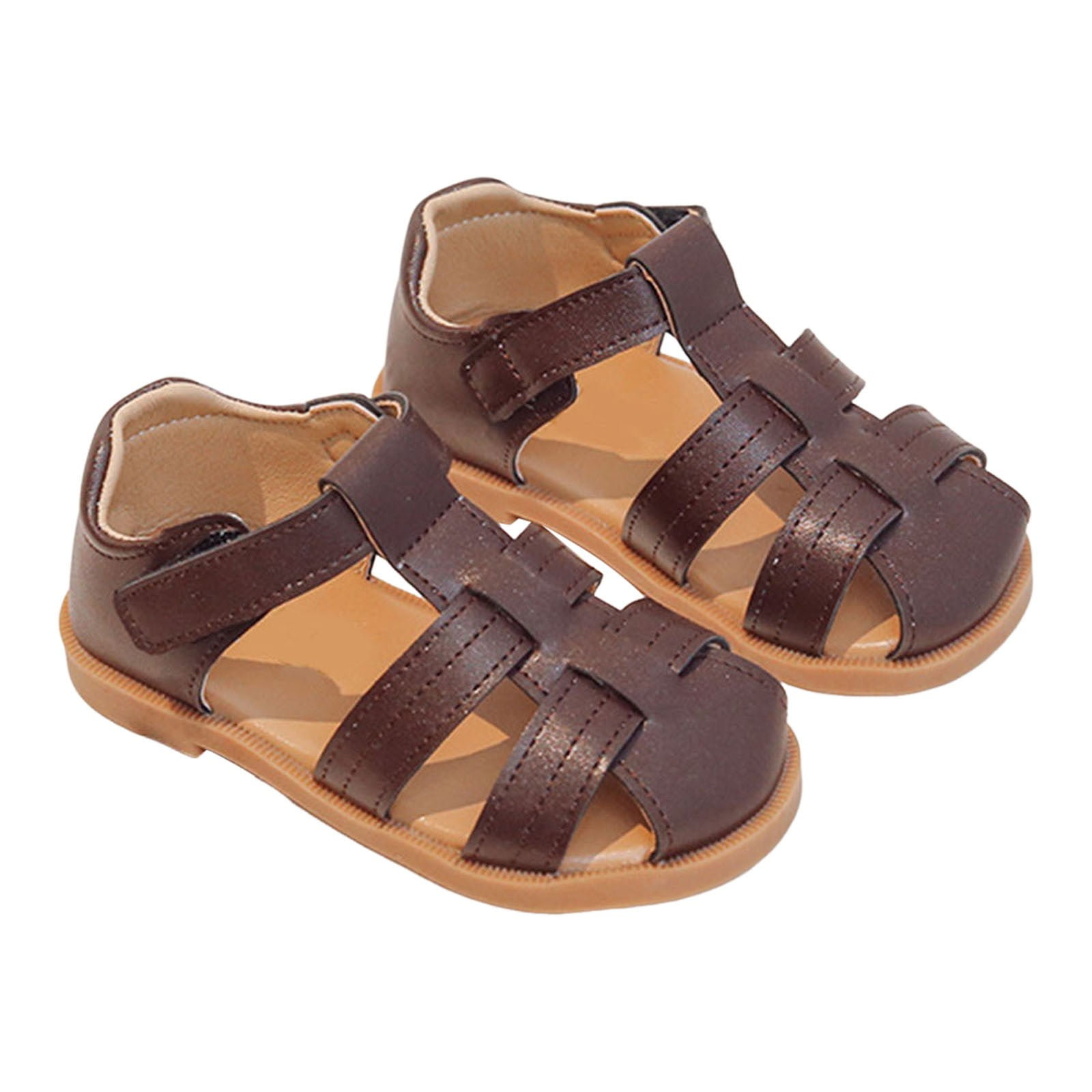BOOMNY Toddler Girl's Sandals Closed Toe Flat Sandals for Kids ...