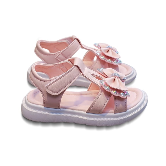 BOOMNY Toddler Girl's Sandals Open Toe Flat Sandals for Kids Adjustable ...