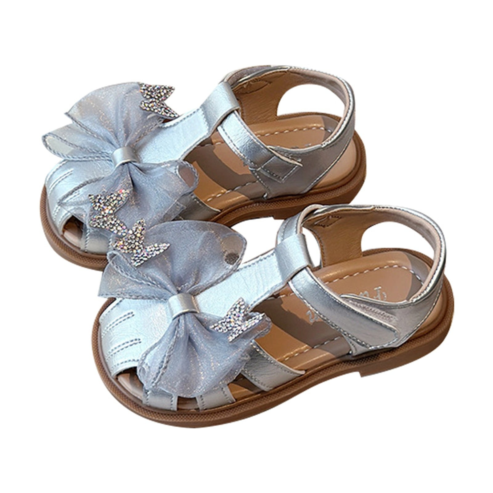 BOOMNY Toddler Girl's Sandals Open Toe Flat Sandals for Kids Adjustable ...