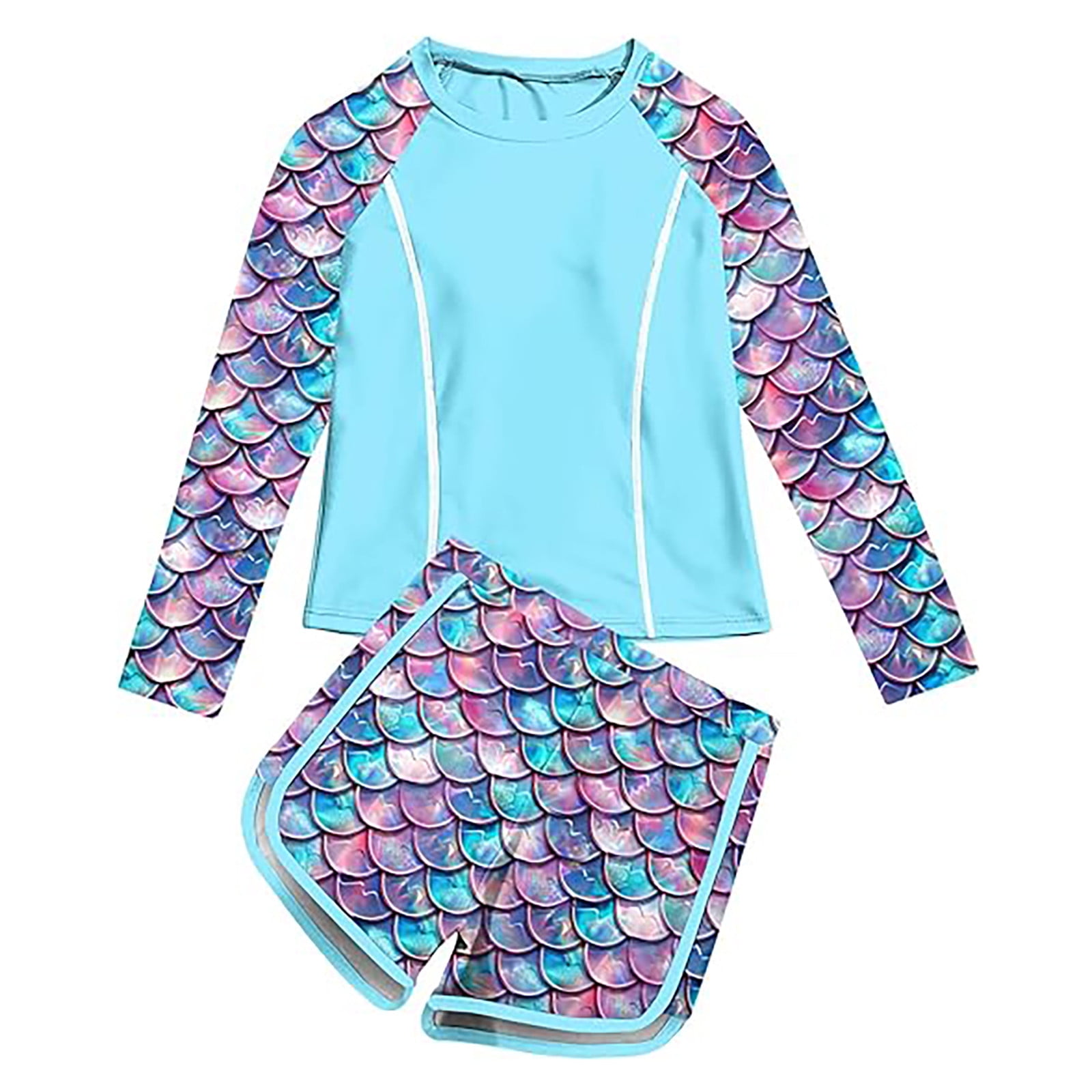 BOOMNY Toddler Girls 2 Peice Swimsuits Long Sleeve Rash Guard for Kids ...