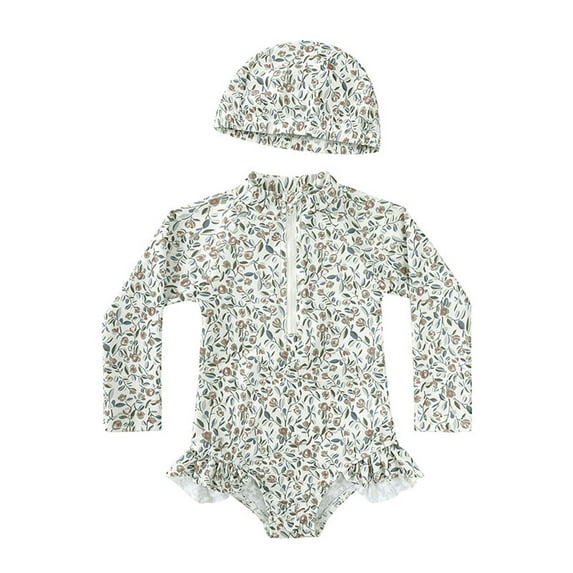 BOOMNY Toddler Girls 2 Peice Swimsuits Long Sleeve Rash Guard for Kids ...