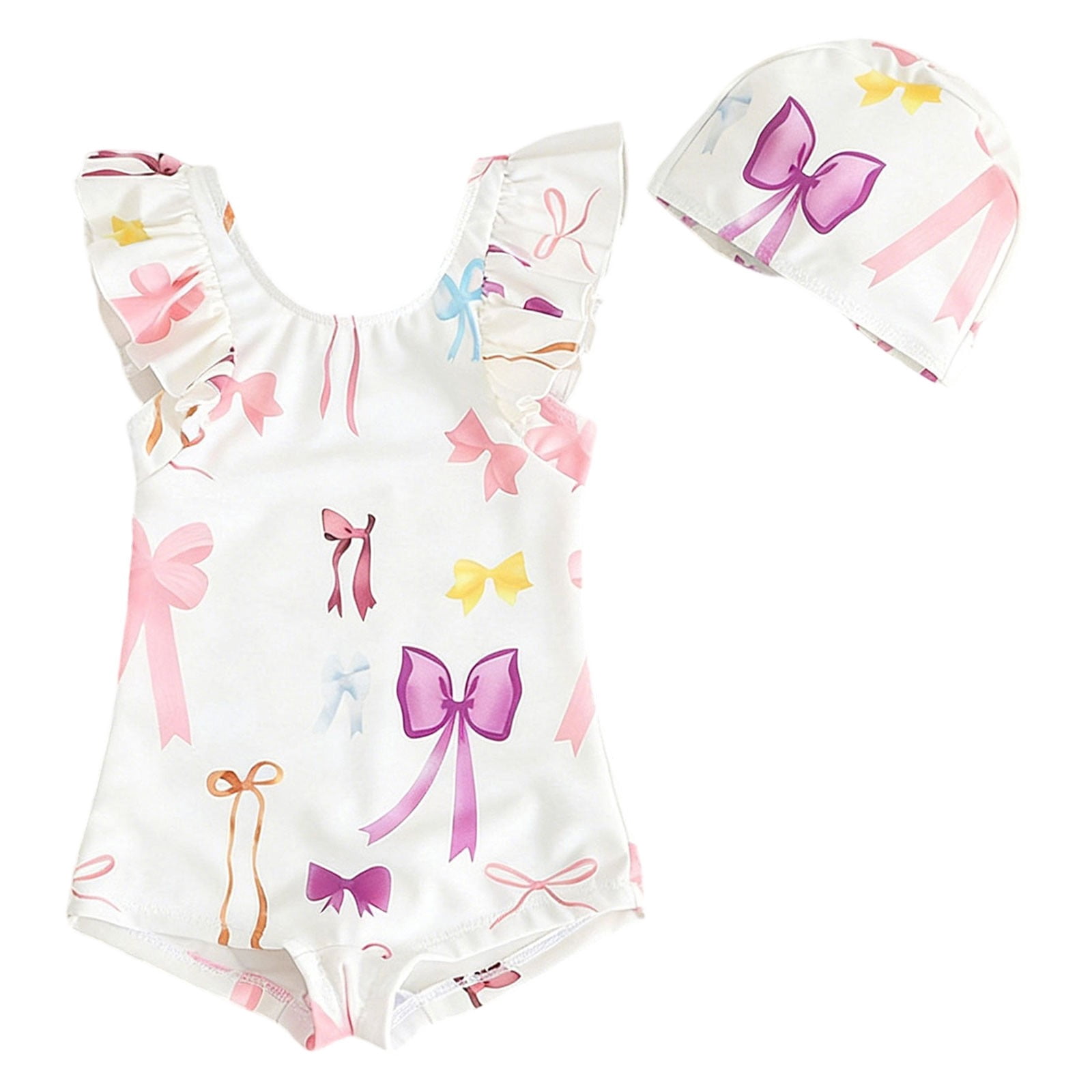 BOOMNY Toddler Girls 2 Peice Swimsuits Sleeveless Ruffled Bathing Suit ...