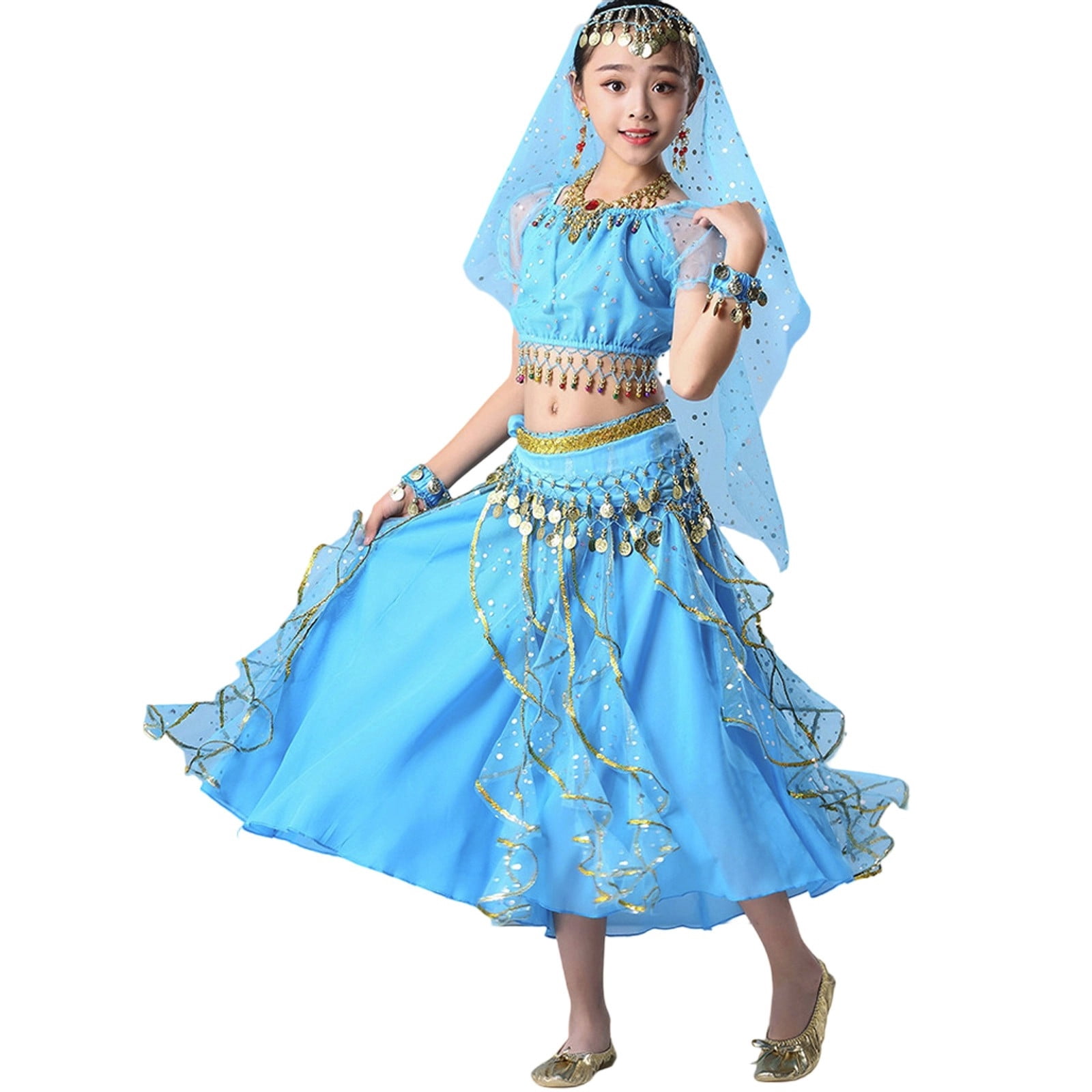 BOOMNY Toddler Girls Clothes Sets Funny Belly Dance Outfits Shiny ...