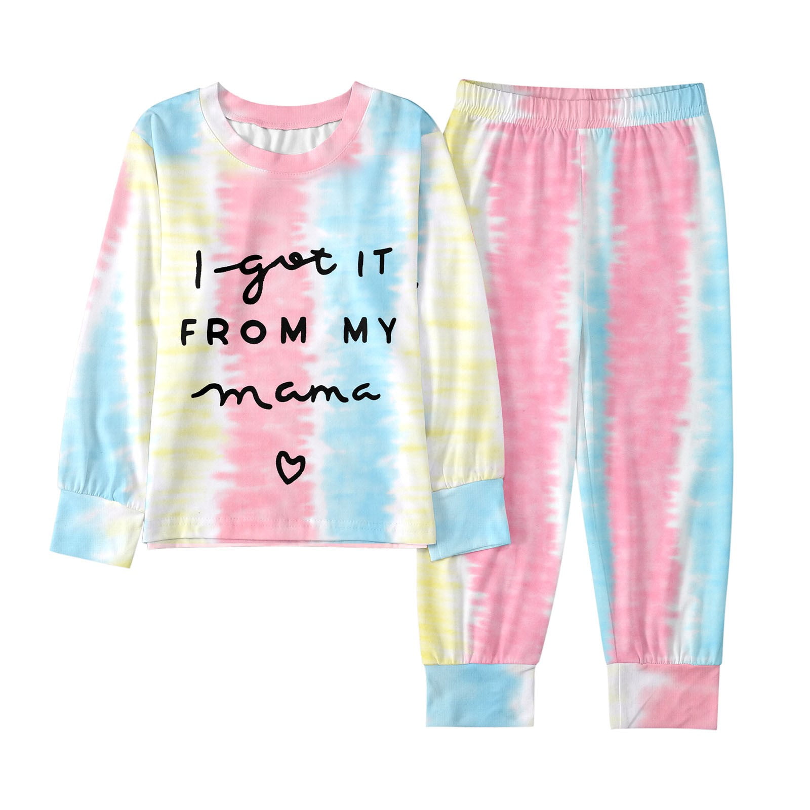 BOOMNY Toddler Girls Loungewear Outfits Long Sleeve Tie Dye Graphic ...