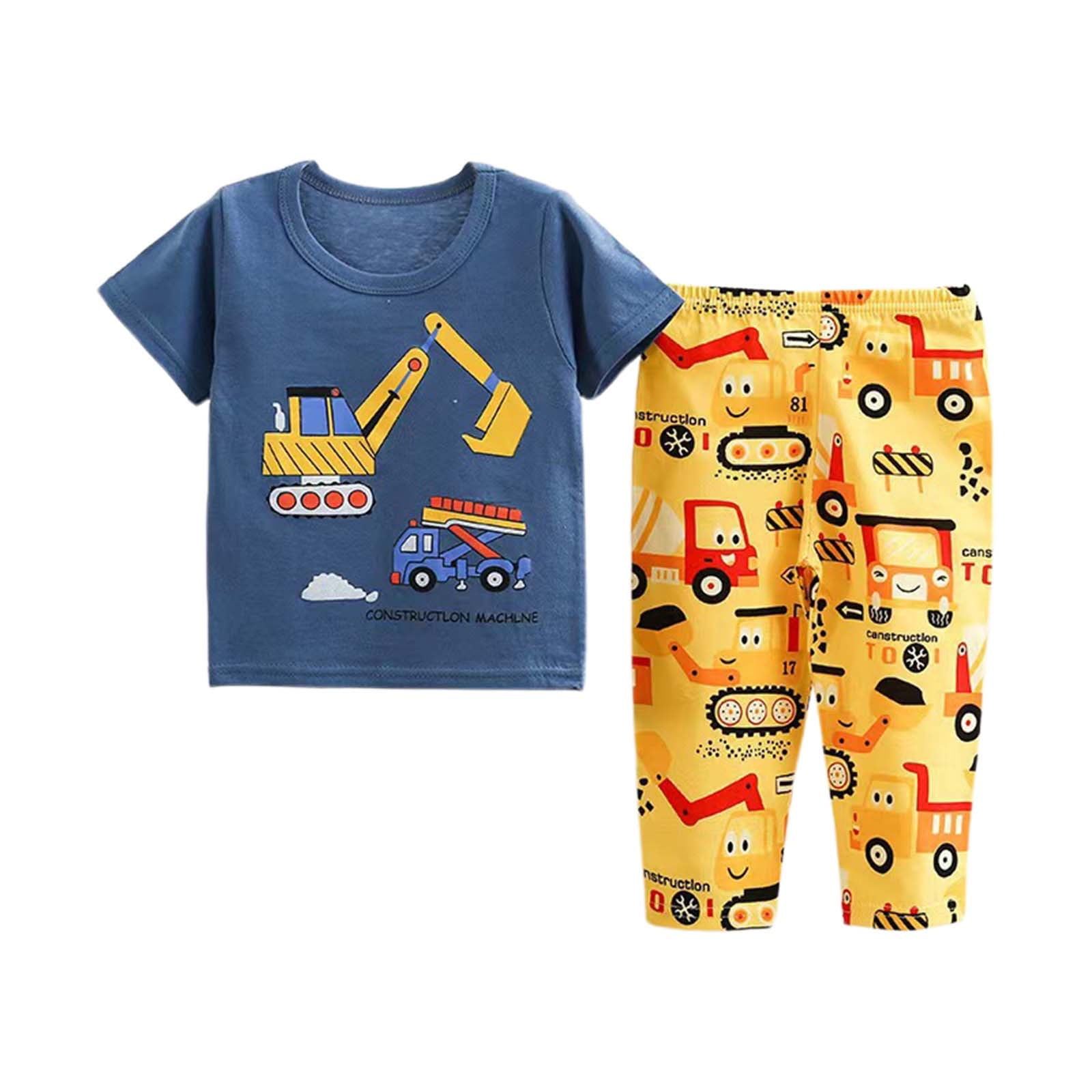 BOOMNY Toddler Girls Loungewear Outfits Short Sleeve Cartoon Car ...