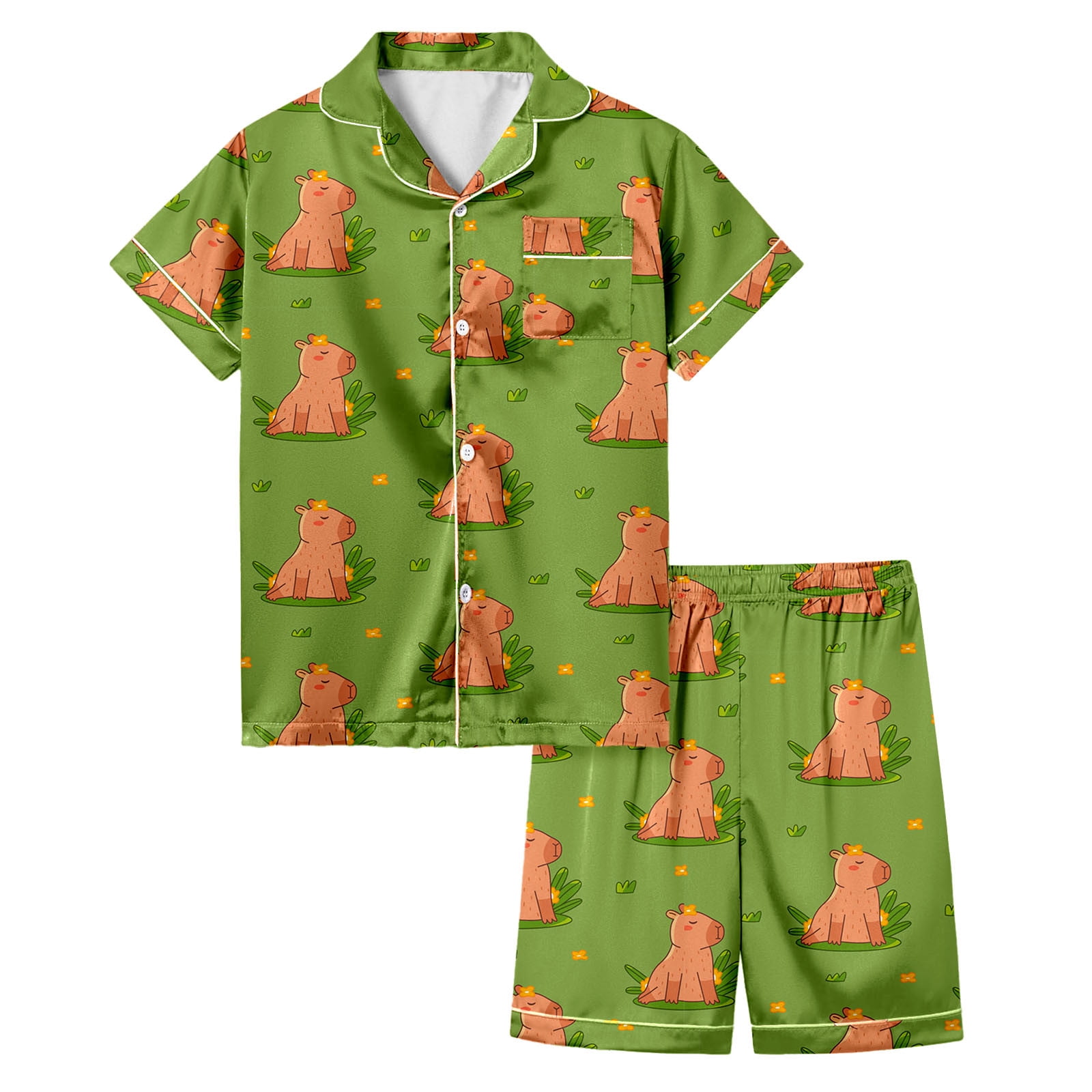 BOOMNY Toddler Girls Pajama Sets Short Sleeve Cartoon Capybara Graphic ...