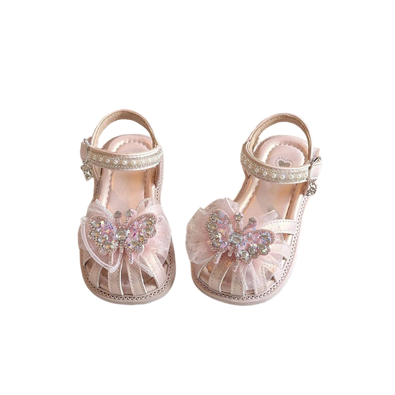 BOOMNY Toddler Girls Sandals Closed Toe Flat Sandals for Kids ...