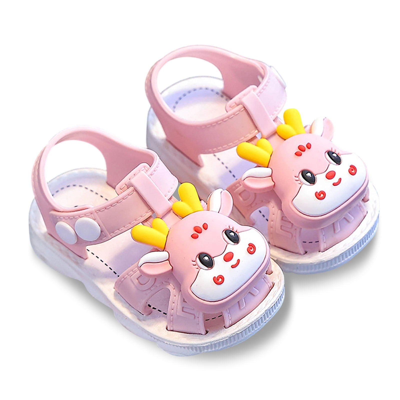 BOOMNY Toddler Girls Sandals Open Toe Flat Sandals for Kids Adjustable ...