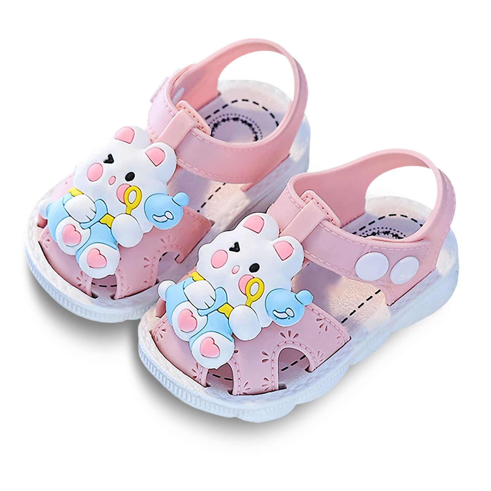 BOOMNY Toddler Girls Sandals Open Toe Flat Sandals for Kids Adjustable ...