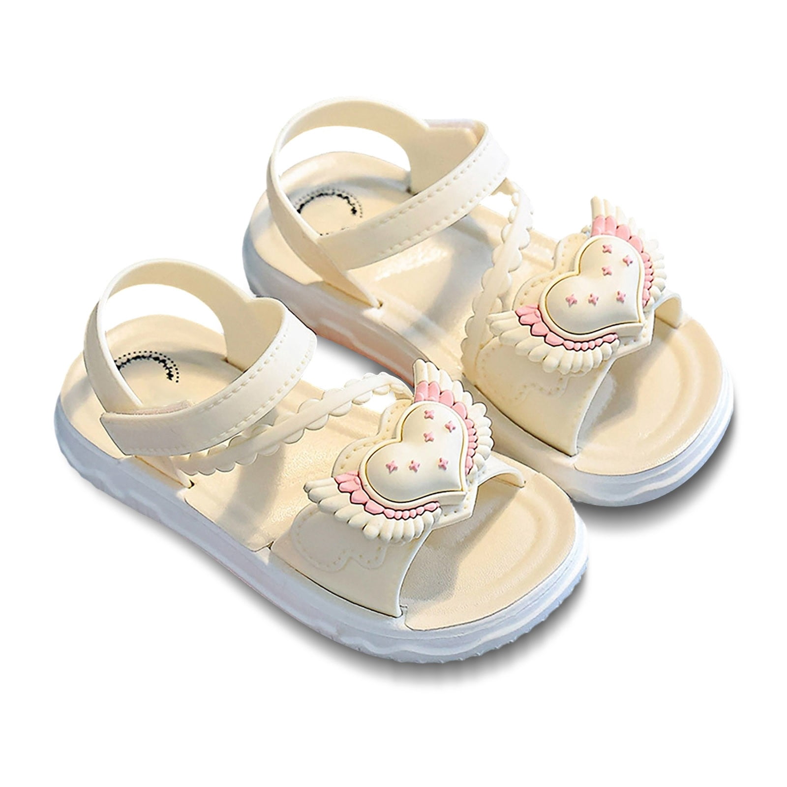 BOOMNY Toddler Girls Sandals Open Toe Flat Sandals for Kids Adjustable ...