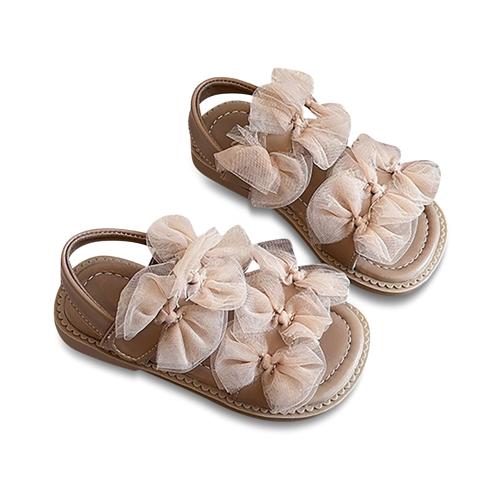 BOOMNY Toddler Girls Sandals Open Toe Flat Sandals for Kids Adjustable ...