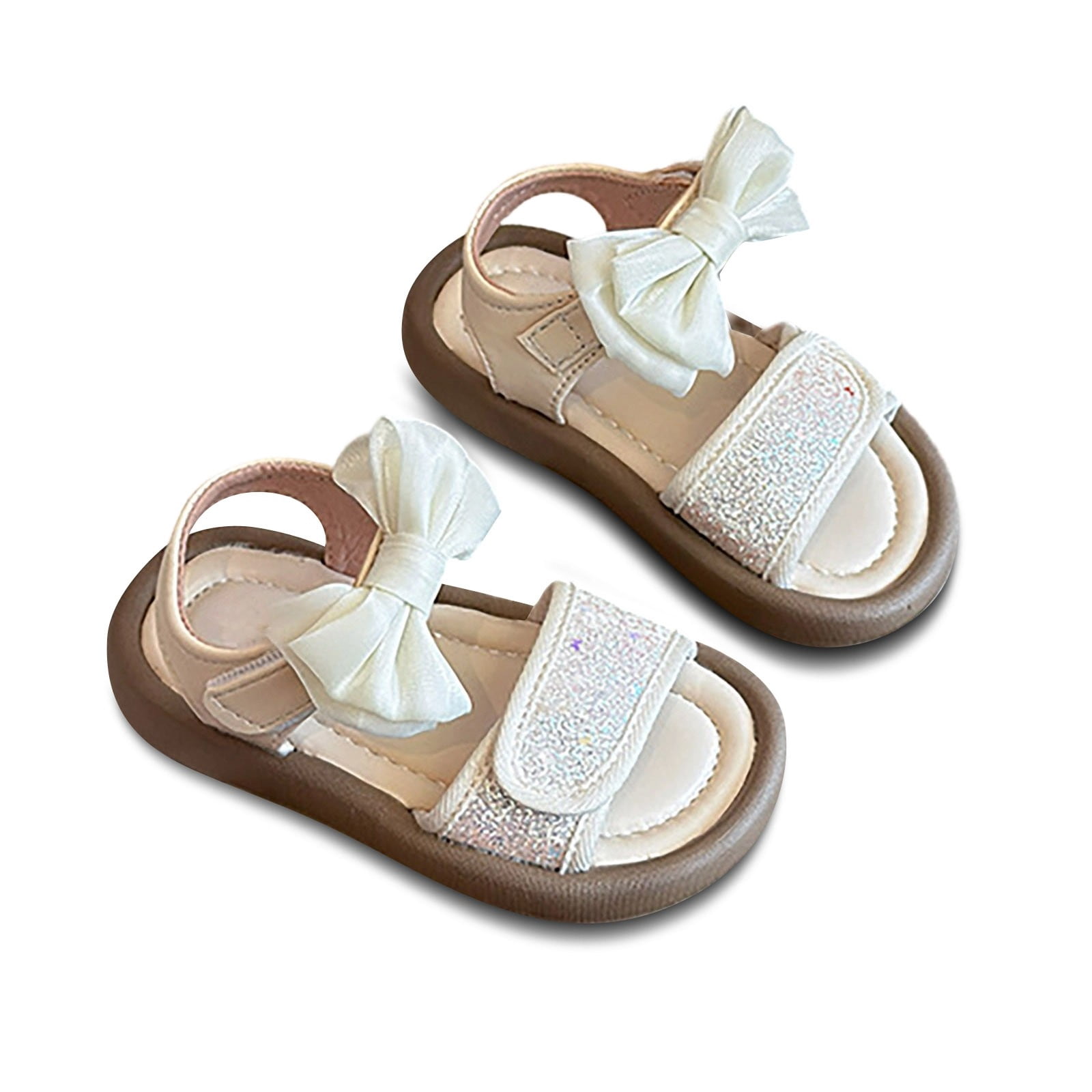 BOOMNY Toddler Girls Sandals Open Toe Flat Sandals for Kids Adjustable ...