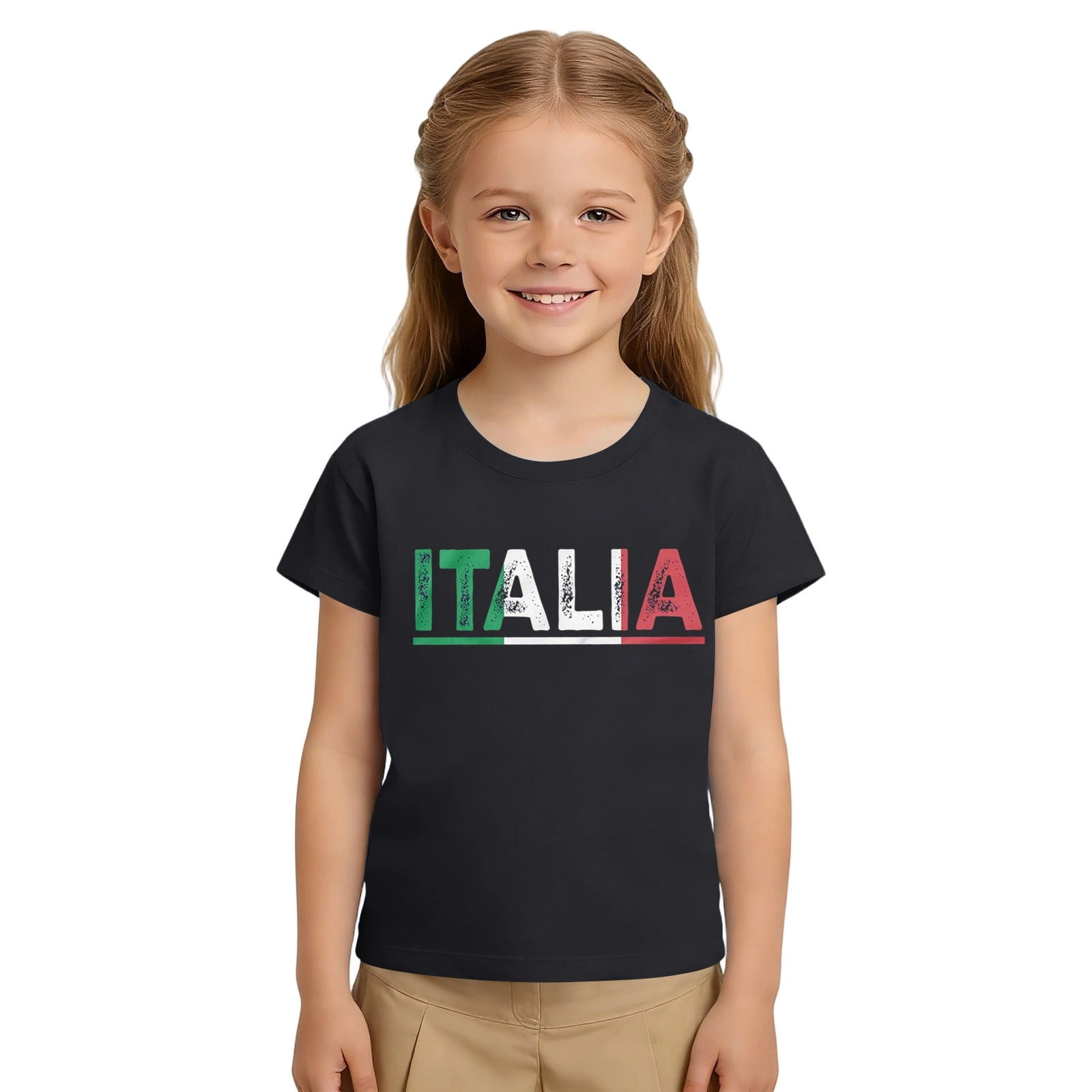 BOOMNY Toddler Girls Short Sleeve Italy Soccer T-Shirts Crew Neck ...
