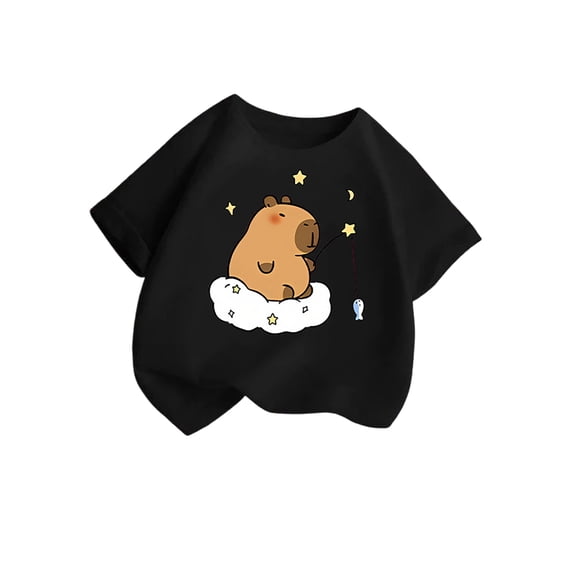 BOOMNY Toddler Girls Short Sleeve T-Shirts Crew Neck Cartoon Capybara ...