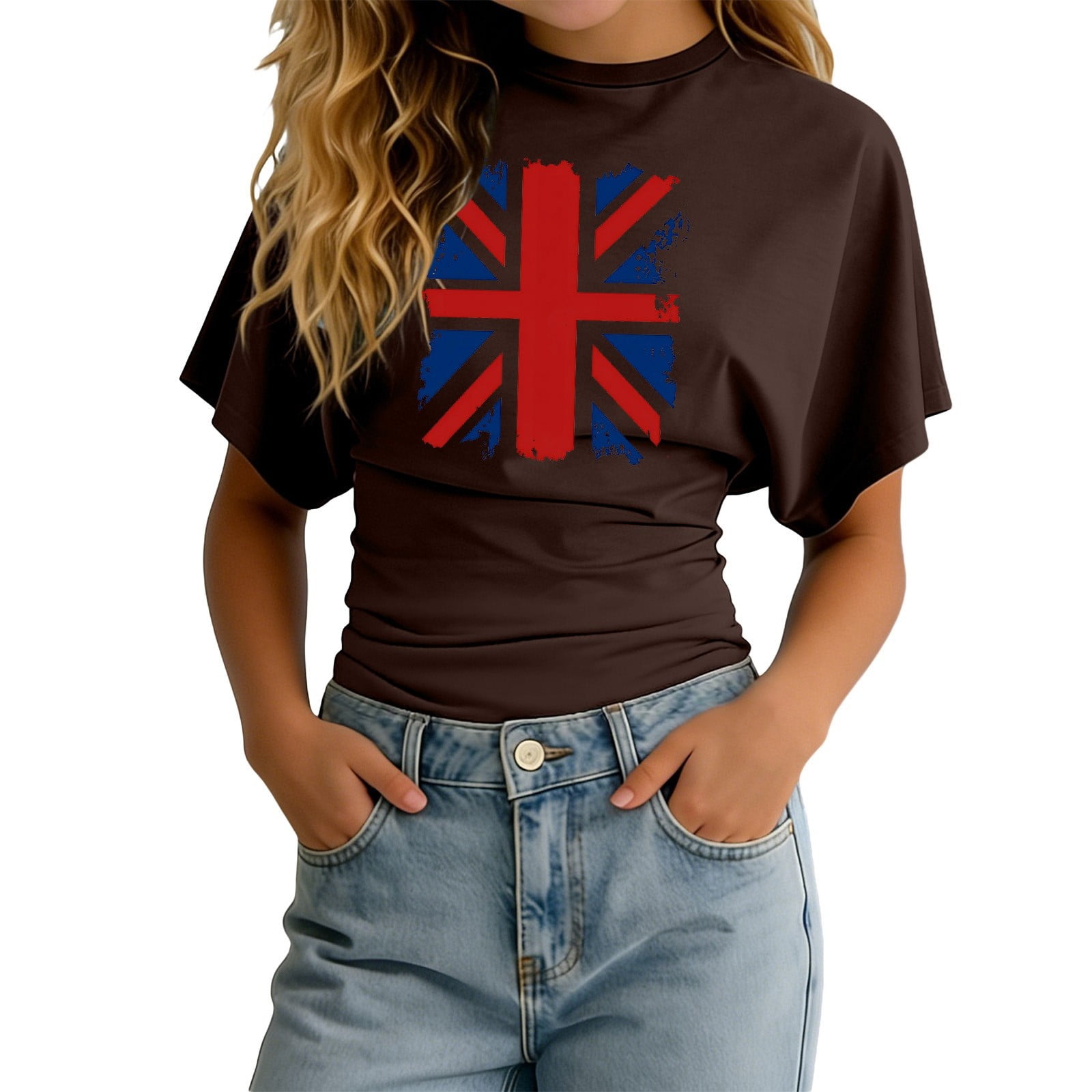 BOOMNY Toddler Girls Short Sleeve T-Shirts Crew Neck England Flag ...
