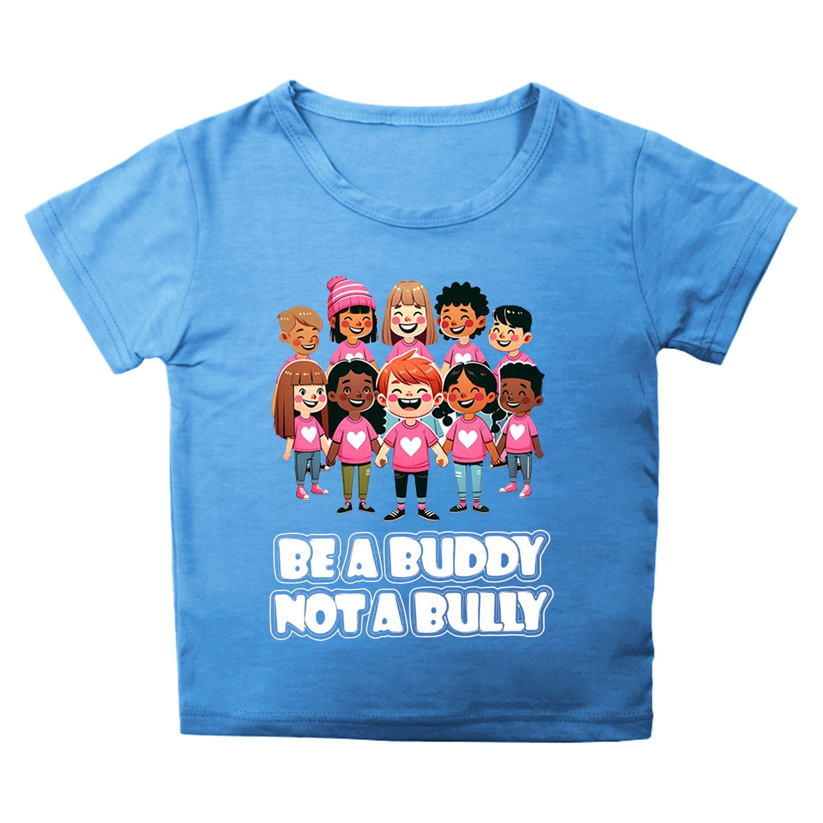 BOOMNY Toddler Girls T-Shirts Say No To Bully Letter Printed Short ...