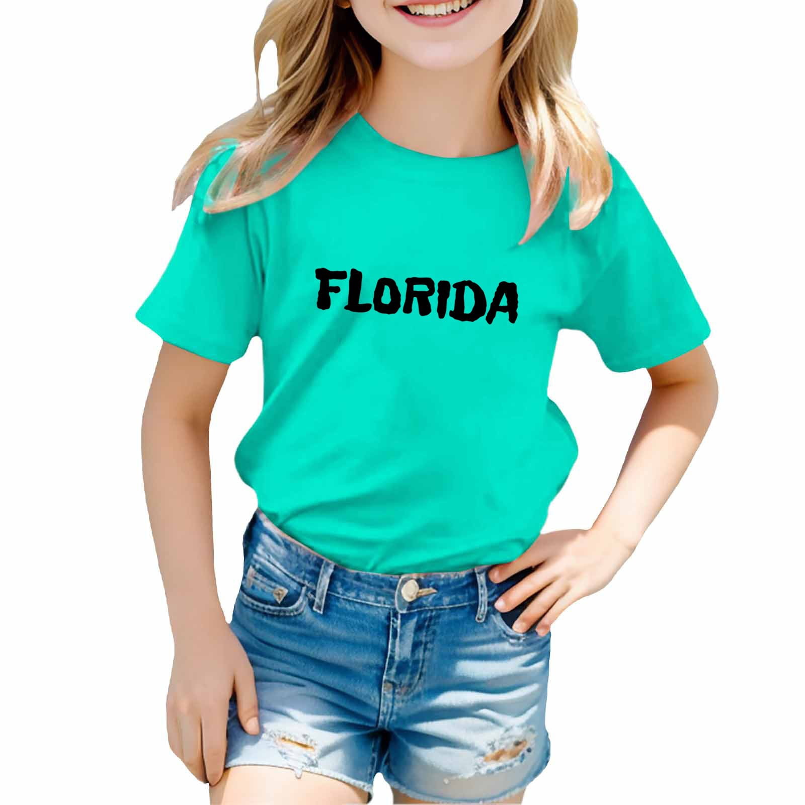 BOOMNY Toddler Girls Tee Shirts Casual Famous City Letter Printed Short ...
