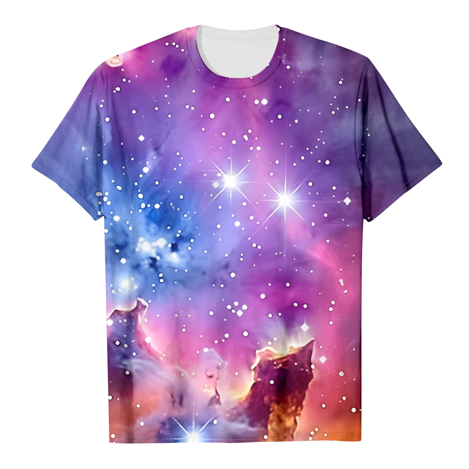 BOOMNY Toddler Girls Tee Shirts Casual Galaxy Starry Sky Printed Short ...