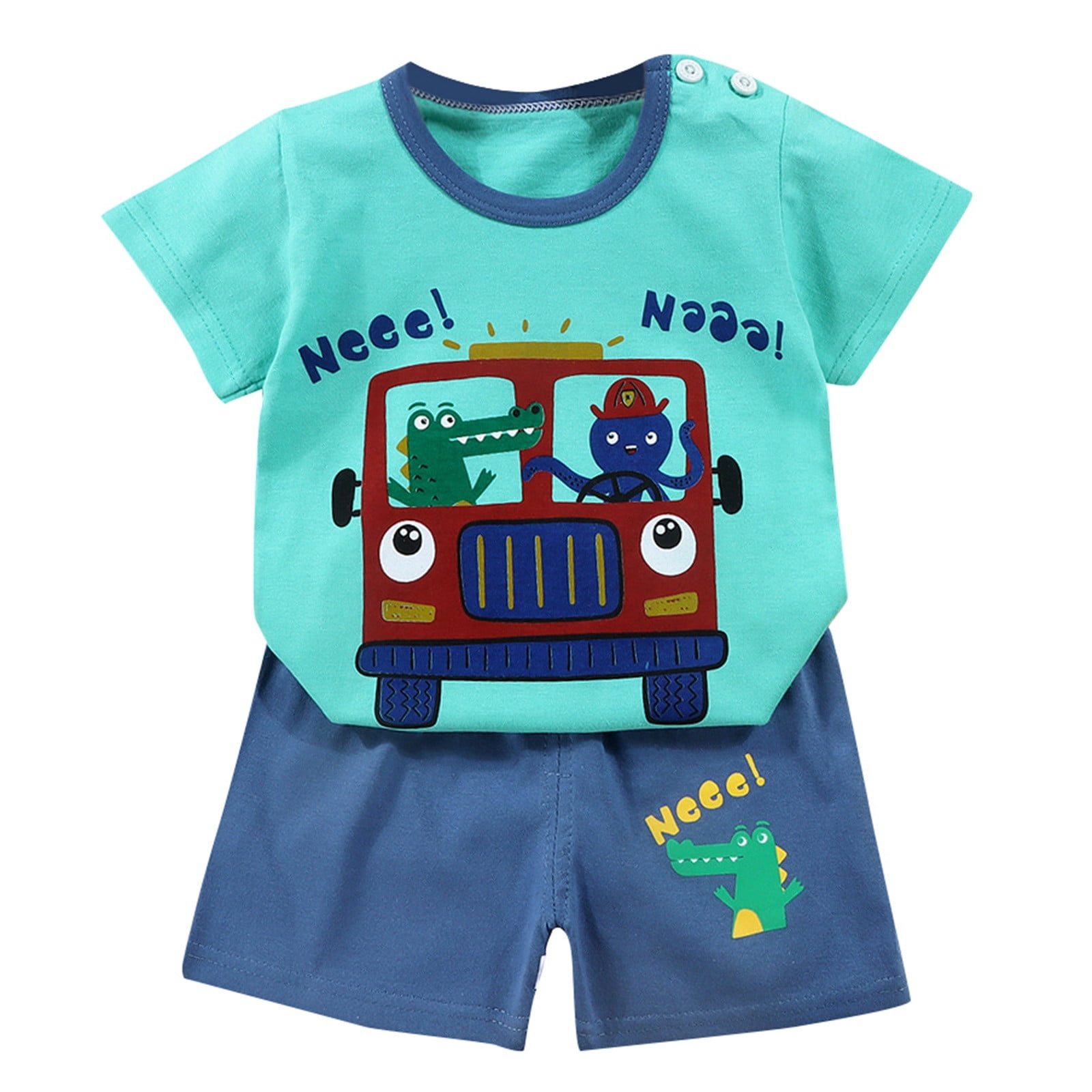 BOOMNY Toddler Boys Outfit Sets 2 Peice Clothes Set for Kids Cartoon ...