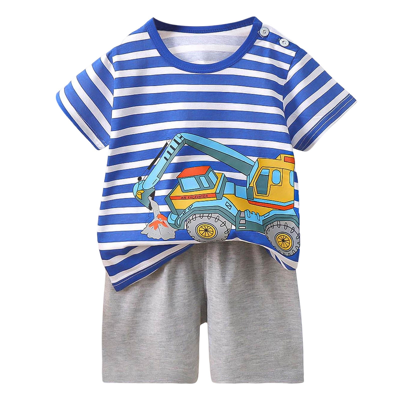 BOOMNY Toddler Kids Boys Clothes Set Short Sleeve Cartoon Excavator ...