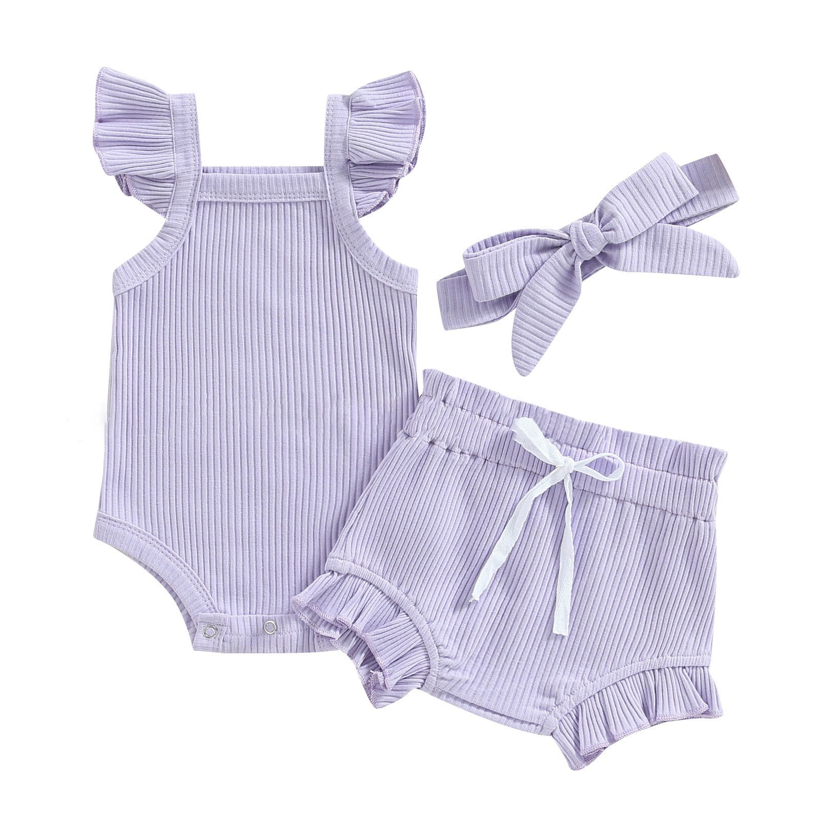 BOOMNY Toddler Kids Girls Clothes Sets Ruffled Sleeve Solid Color ...