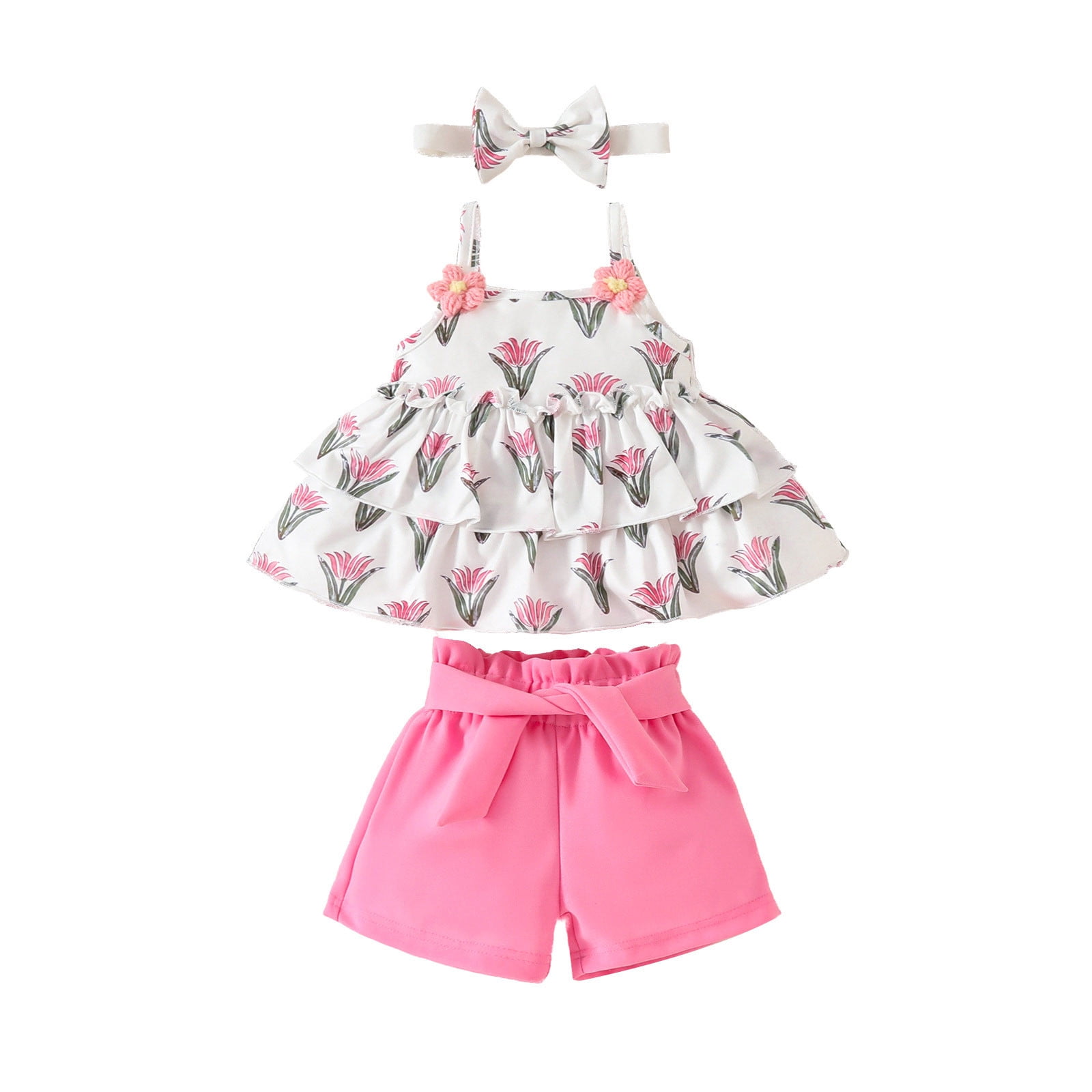 BOOMNY Toddler Kids Girls Clothes Sets Sleeveless Casual Floral Printed ...