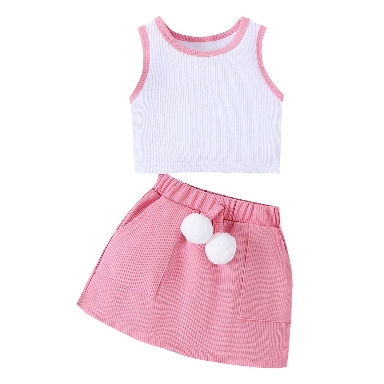 BOOMNY Toddler Kids Girls Clothes Sets Sleeveless Solid Color Vest ...